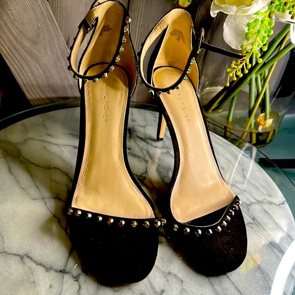 Marc Fisher | Shoes | Marc Fisher Black Silver Studded Heels | Poshmark